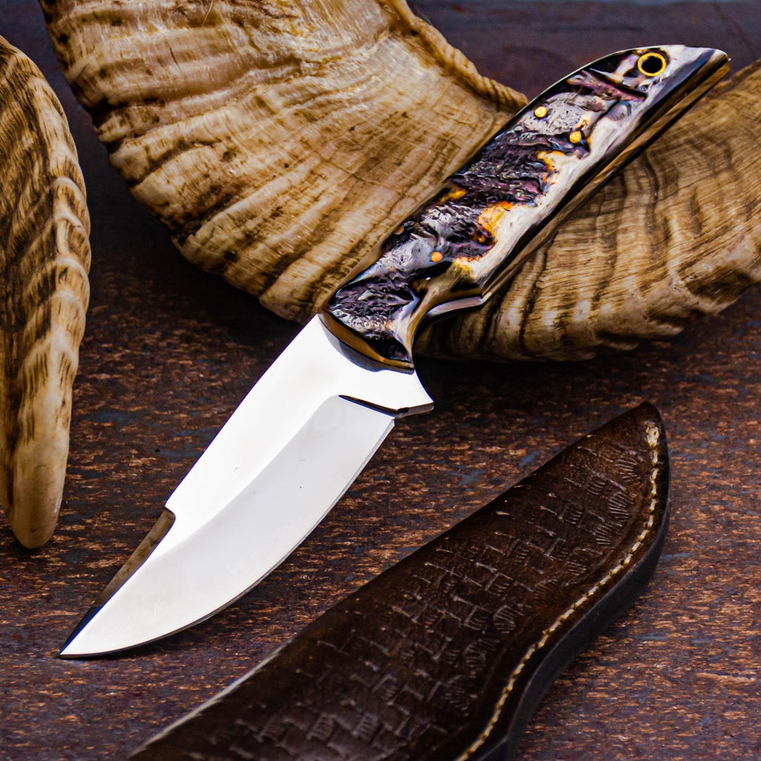 Fire Forged Handmade Hunting Knife Fixed Blade Guard With Ram Horn ...