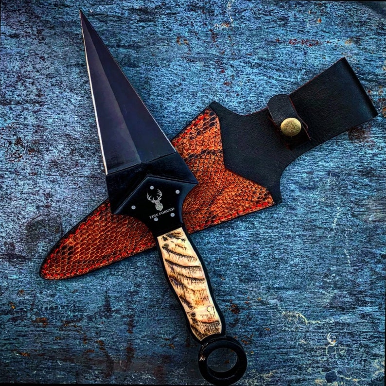 Double Edged Dagger With Ram Horn Handle and Original Python Leather ...
