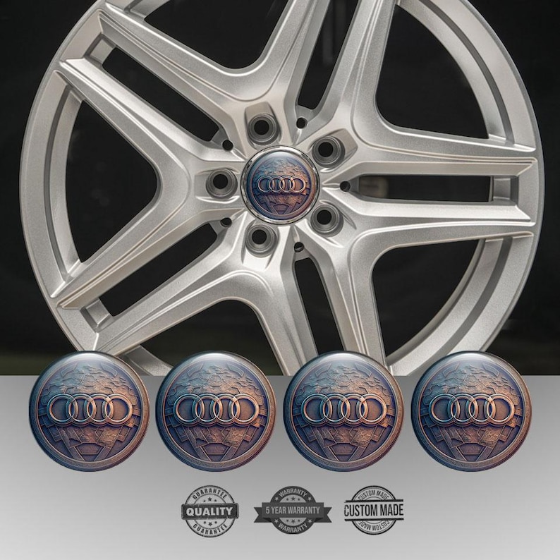 Audi Epoxy Emblem Set of 4 X All Sizes Domed Silicone Stickers 3D Print ...