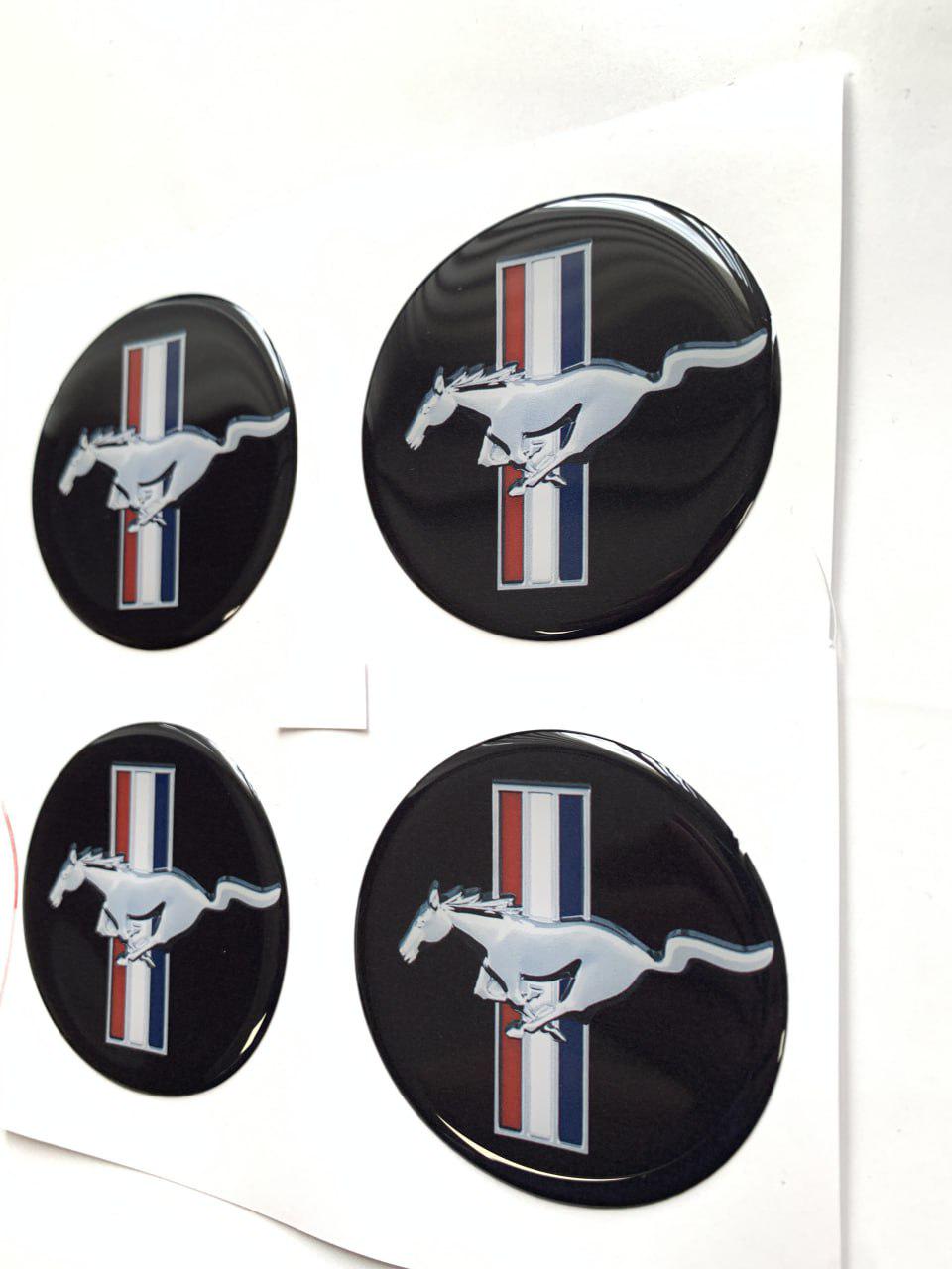 Mustang Epoxy Emblem Set of 4 X All Sizes Domed Silicone Stickers 3D ...
