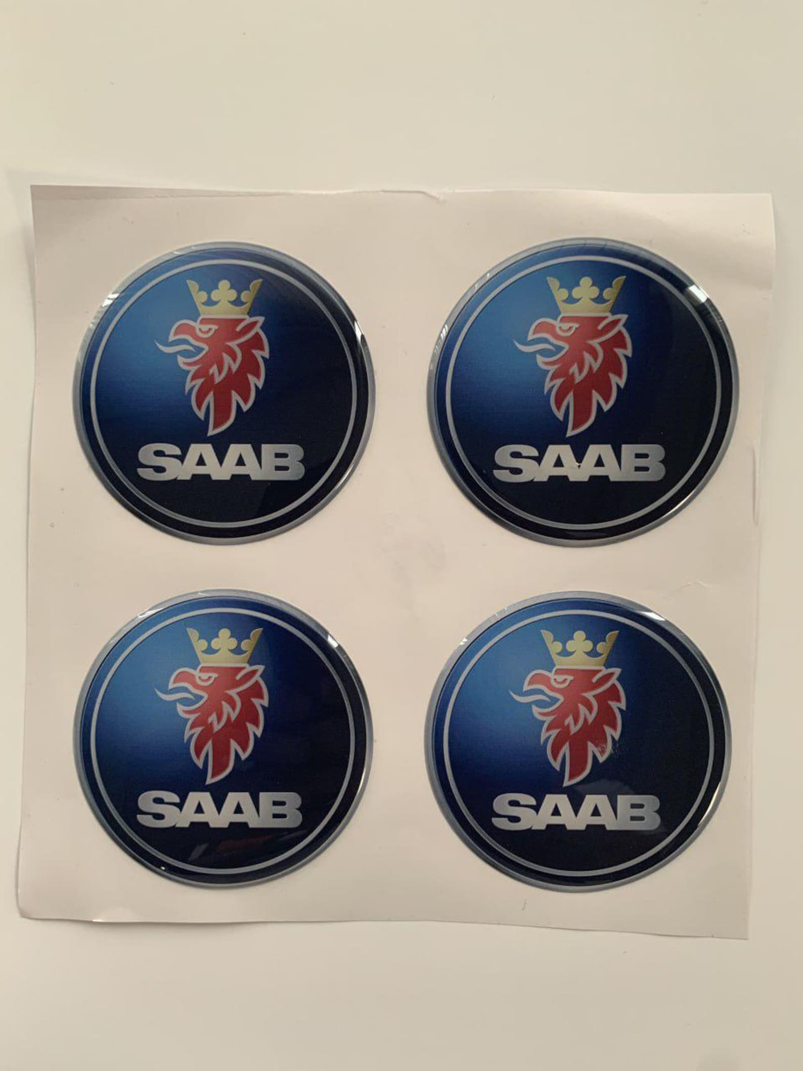 SAAB Epoxy Emblem Set of 4 X All Sizes Domed Silicone Stickers 3D Print ...