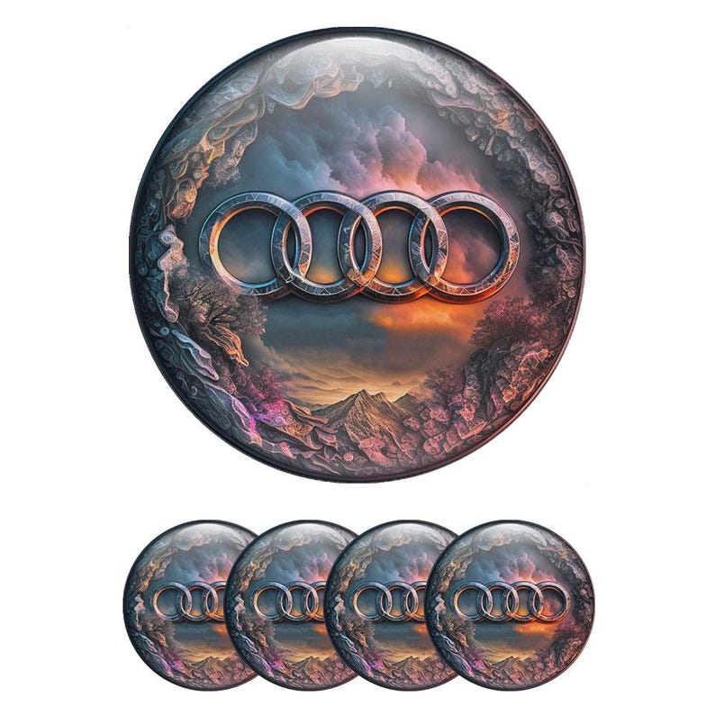 Audi Epoxy Emblem Set of 4 X All Sizes Domed Silicone Stickers 3D Print ...