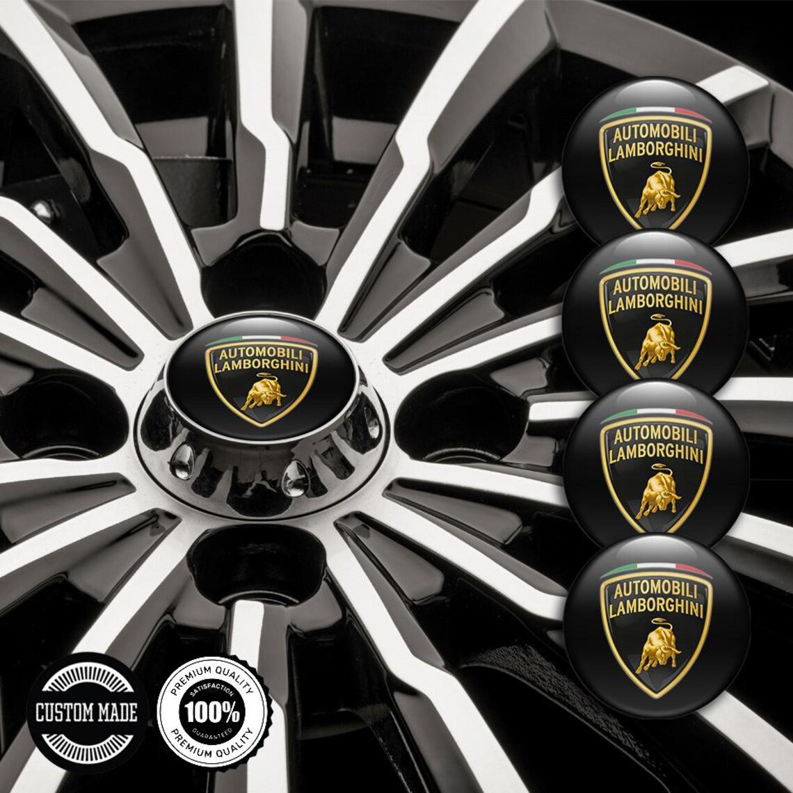 Lamborghini Epoxy Emblem Set of 4 X All Sizes Domed Silicone Stickers ...