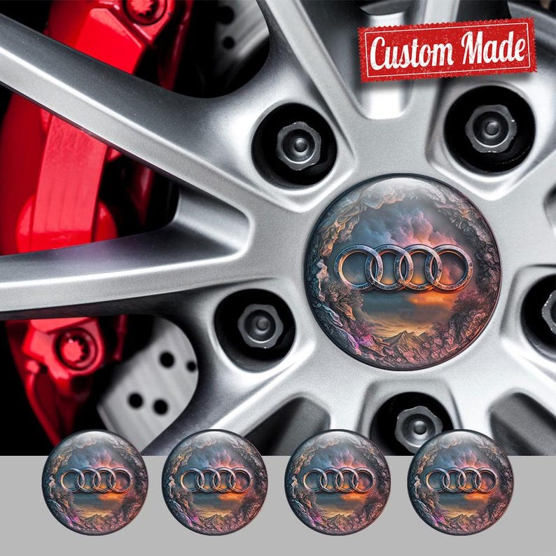 Audi Epoxy Emblem Set of 4 X All Sizes Domed Silicone Stickers 3D Print ...