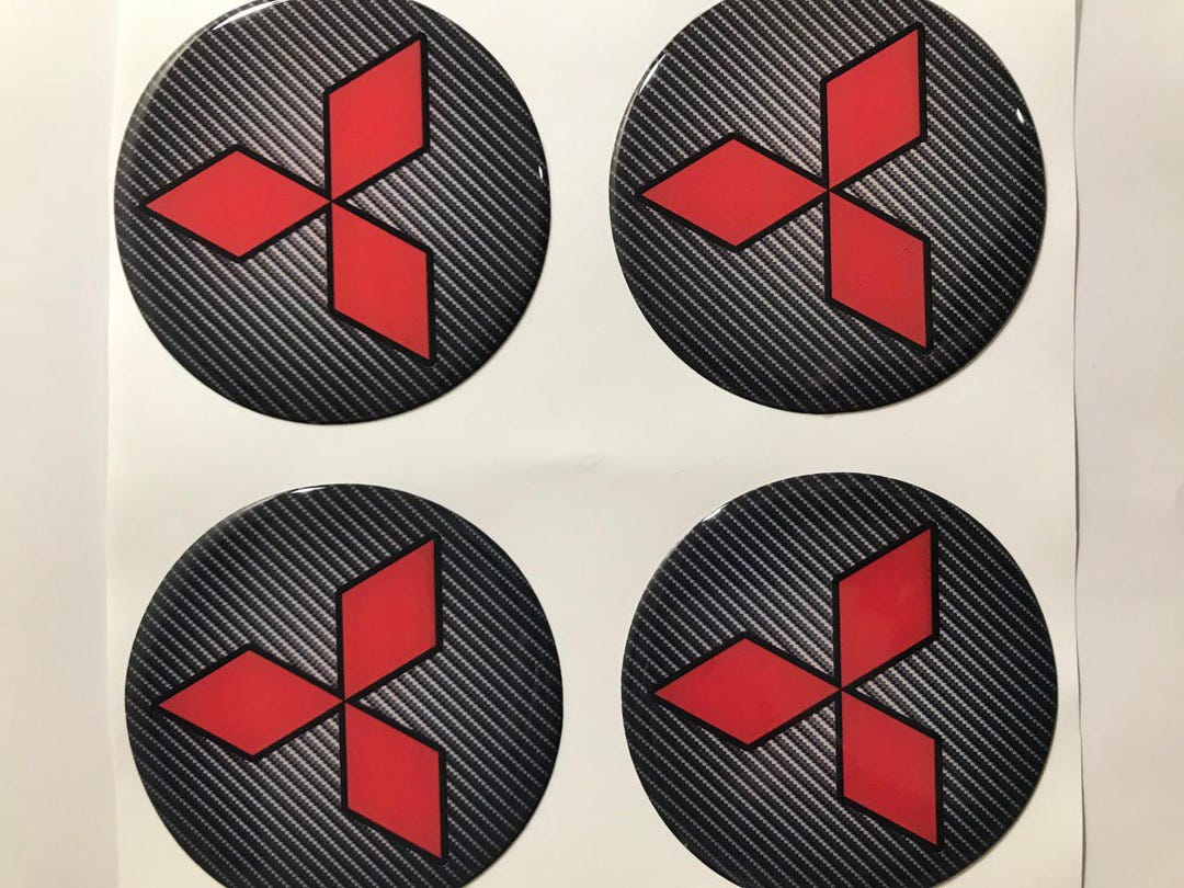 Mitsubishi Epoxy Emblem Set of 4 X All Sizes Domed Silicone Stickers 3D ...