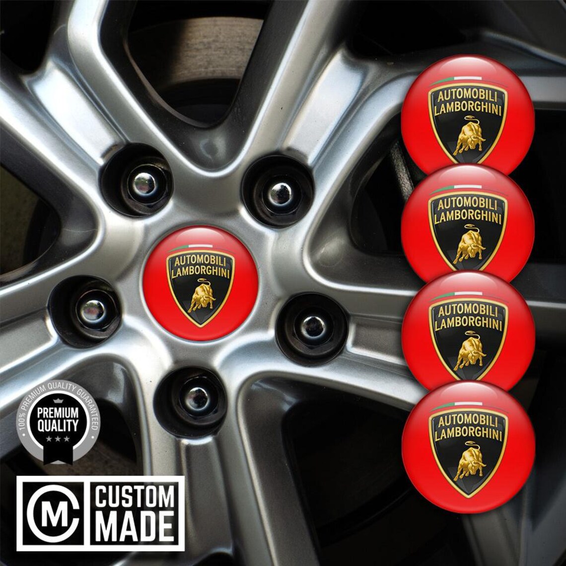 Lamborghini Epoxy Emblem Set of 4 X All Sizes Domed Silicone Stickers ...