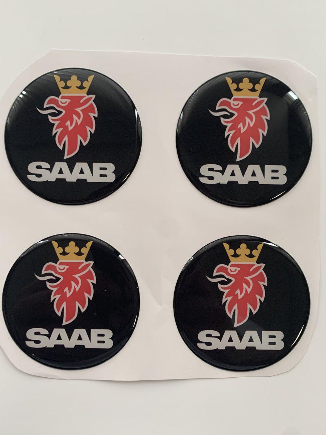 SAAB Epoxy Emblem Set of 4 X All Sizes Domed Silicone Stickers 3D Print ...