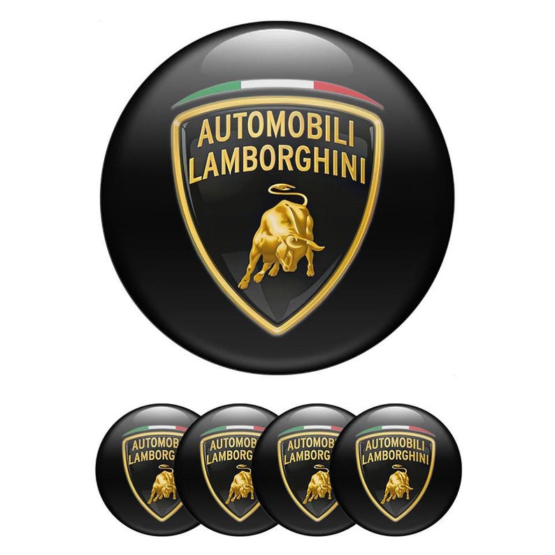 Lamborghini Epoxy Emblem Set of 4 X All Sizes Domed Silicone Stickers ...