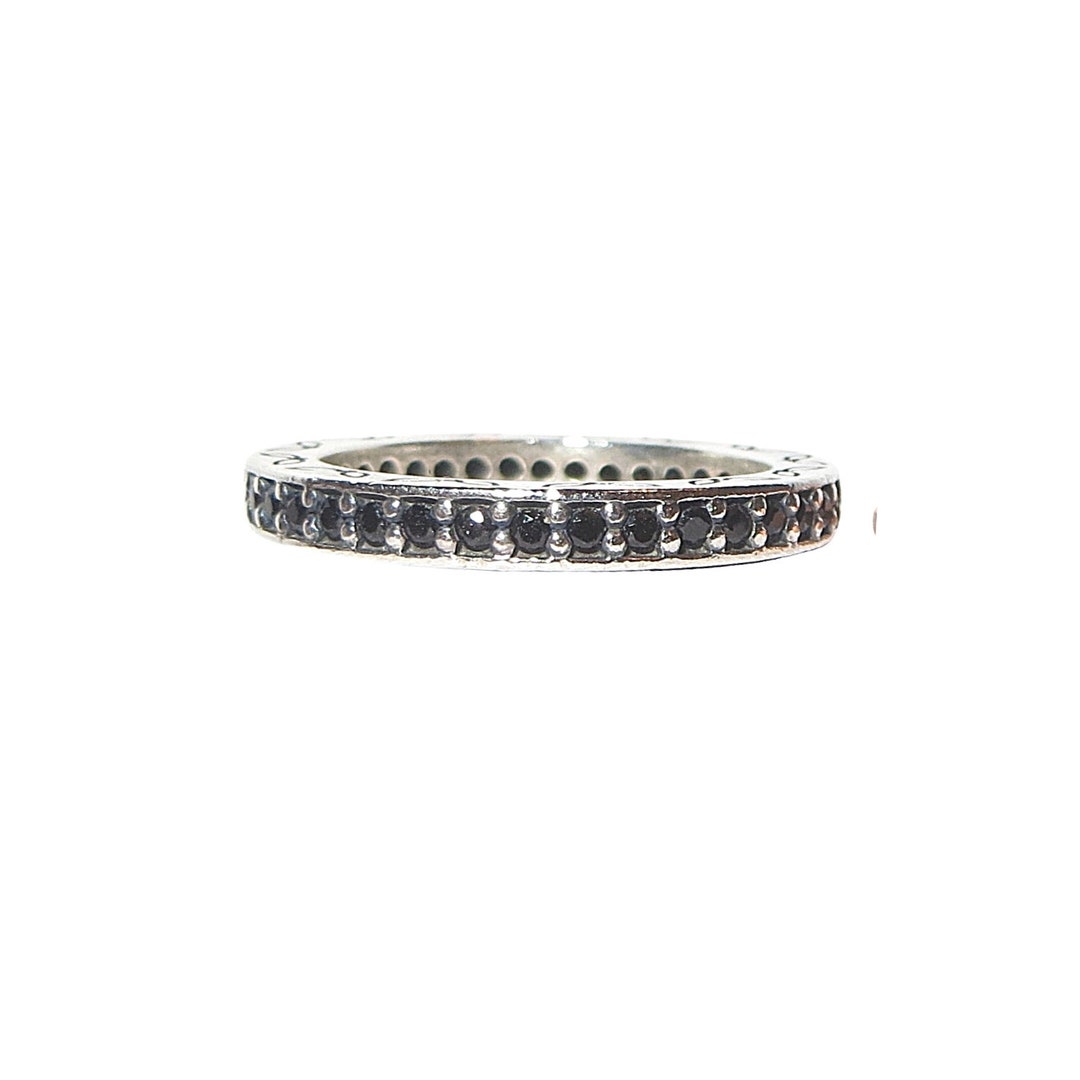 Pandora Eternity Black CZ and Sterling Stacking Band Ring - Etsy