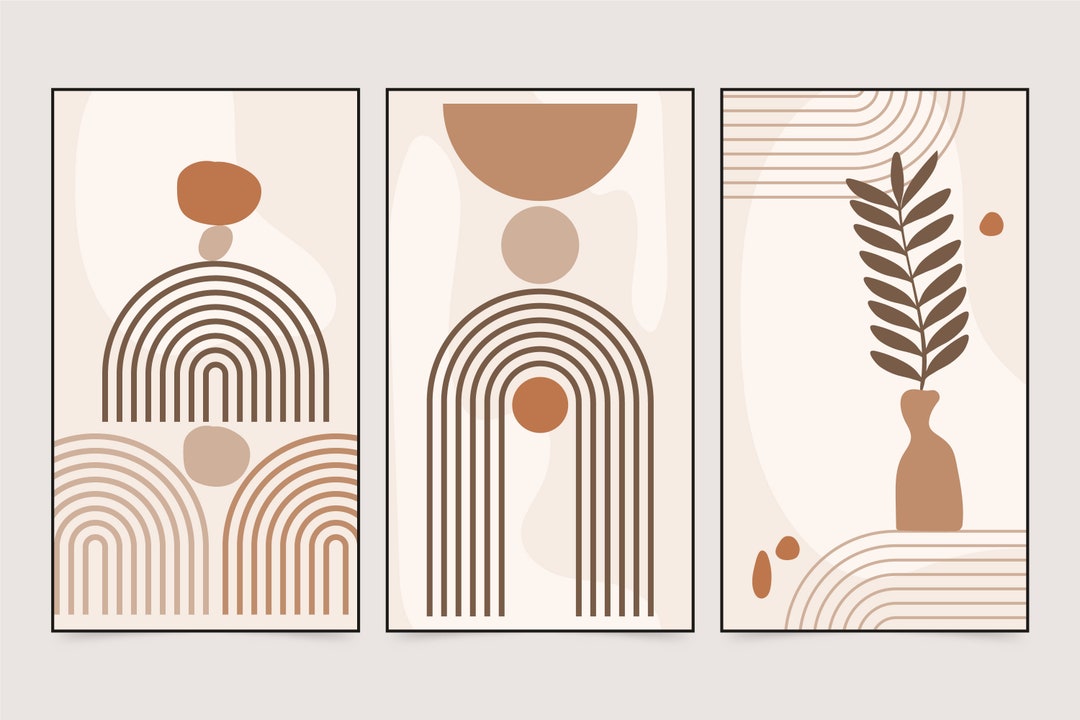 Boho Abstract Wall Art Prints, Boho Wall Decor, Scandi Art, Mid Century ...