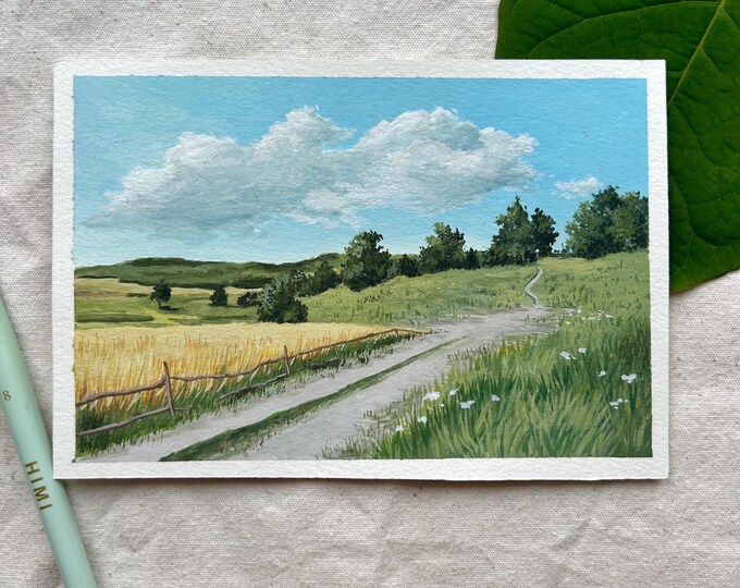 Landscape I Original Gouache Painting I Nature Painting I Wall Decor - Etsy