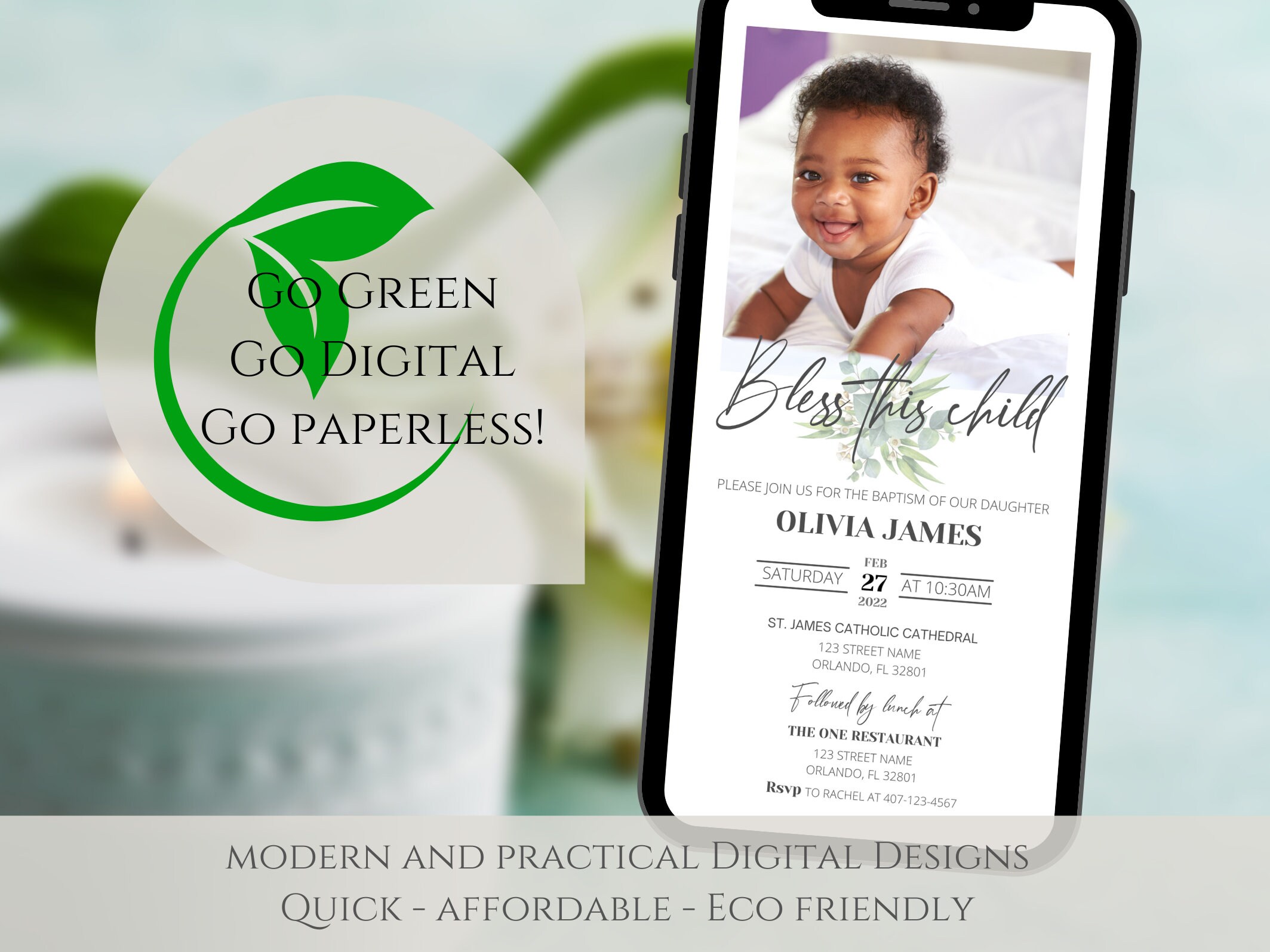 Baptism Invitation Digital Baptism Invite Baptism - Etsy
