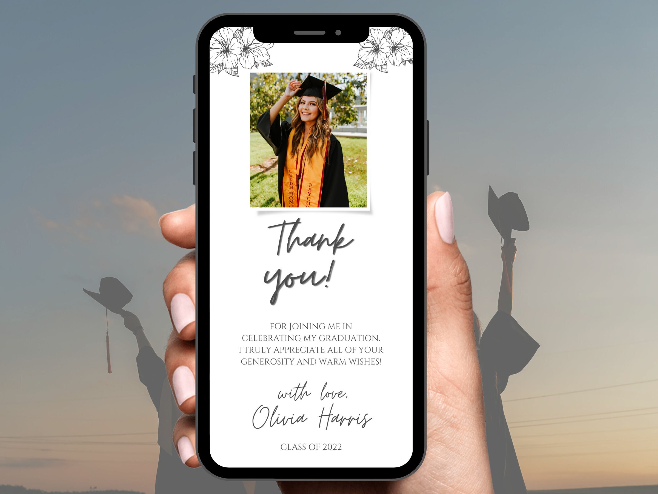 Electronic Graduation Thank You Card With Photo, Digital Graduation ...