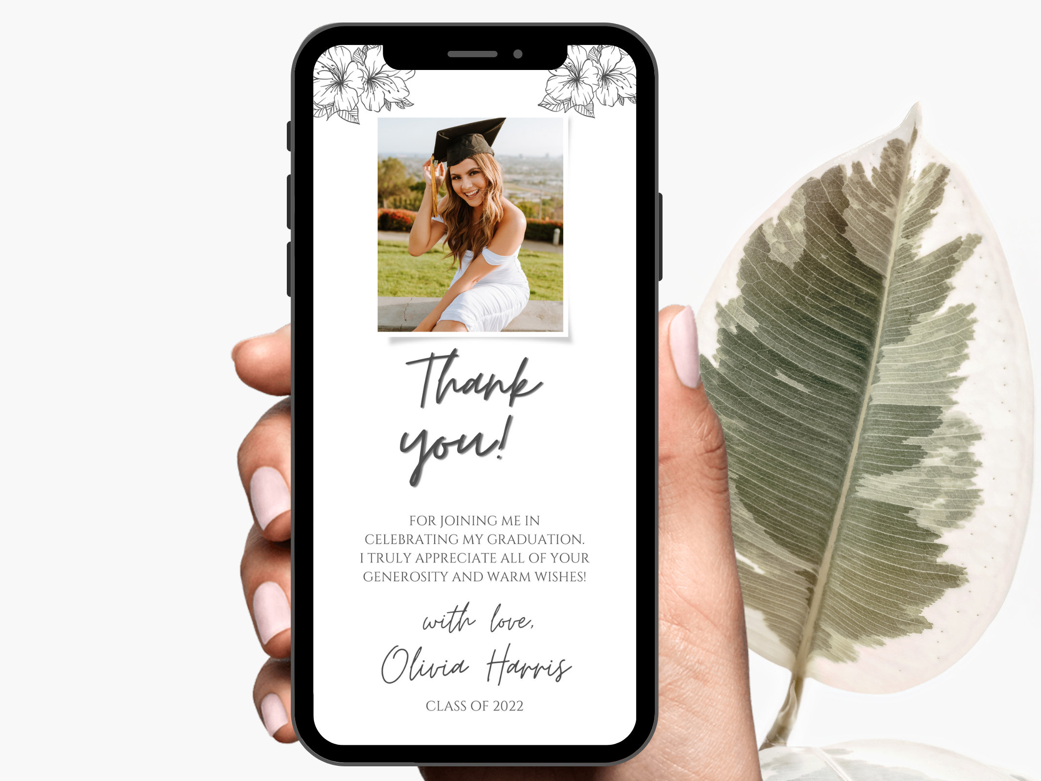 Electronic Graduation Thank You Card With Photo, Digital Graduation ...