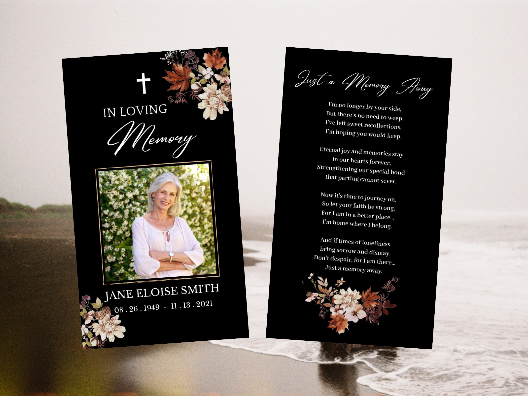 Editable Funeral Prayer Card Template, Printable Memorial Prayer Card ...