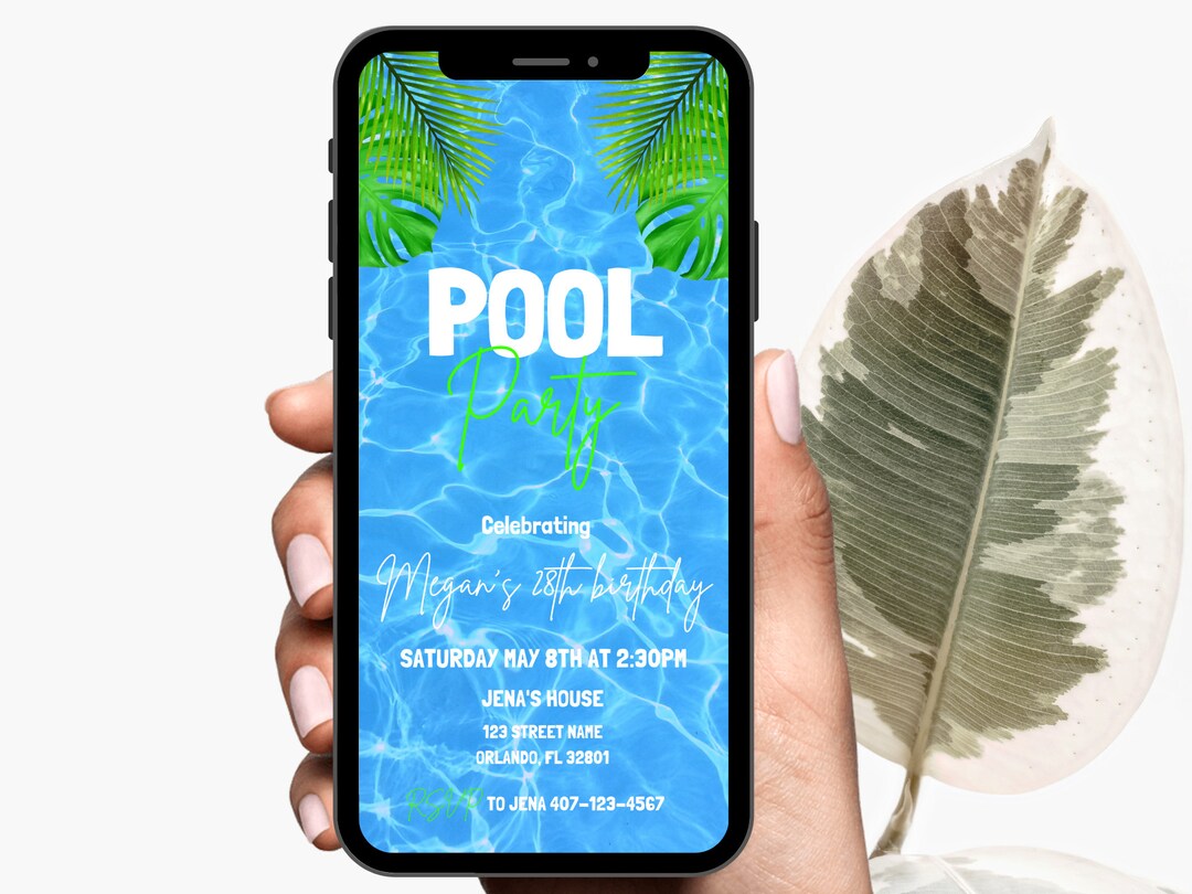 Pool Party Digital Invitation Pool Party Birthday Electronic - Etsy