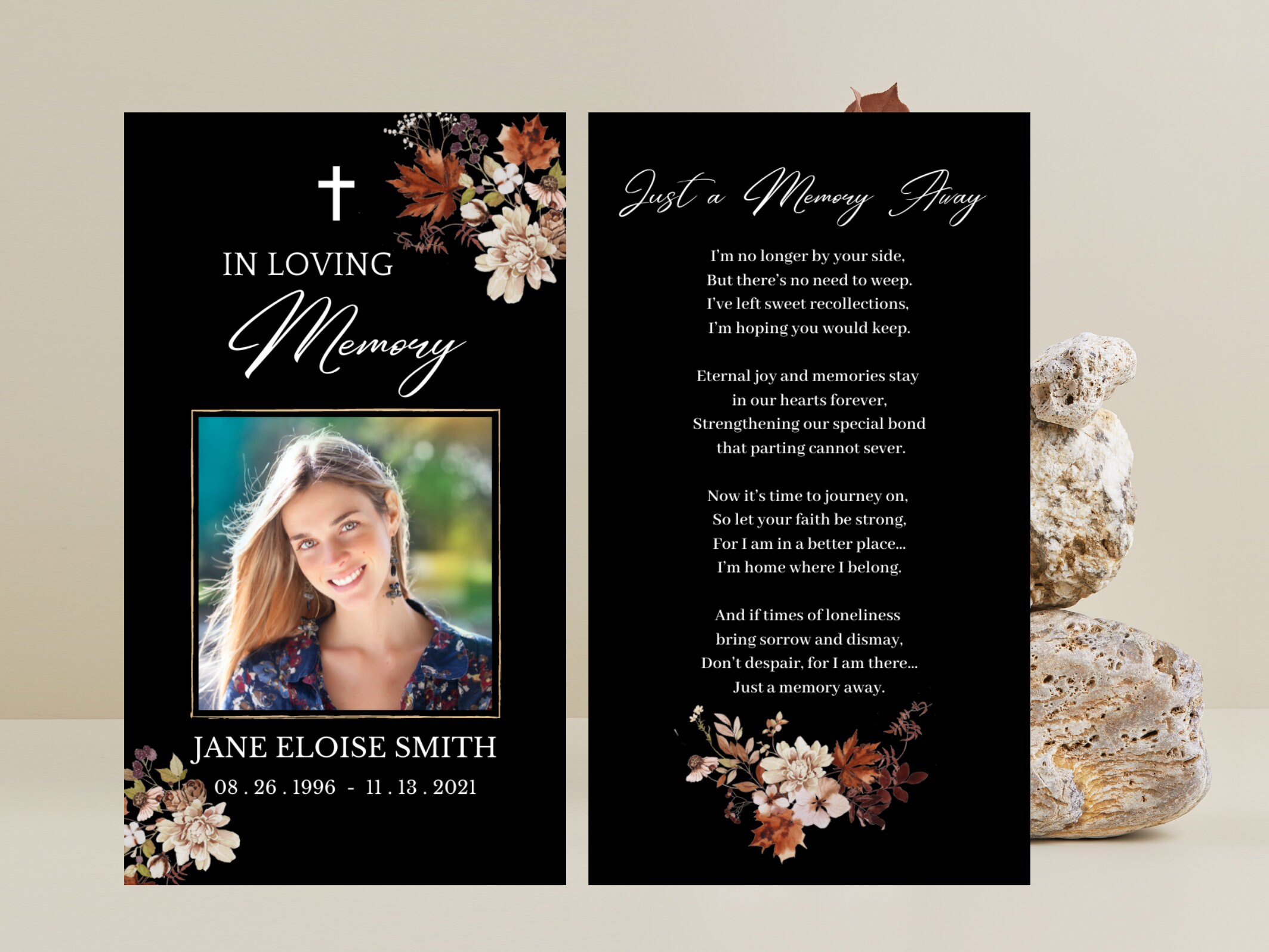 Editable Funeral Prayer Card Template, Printable Memorial Prayer Card ...