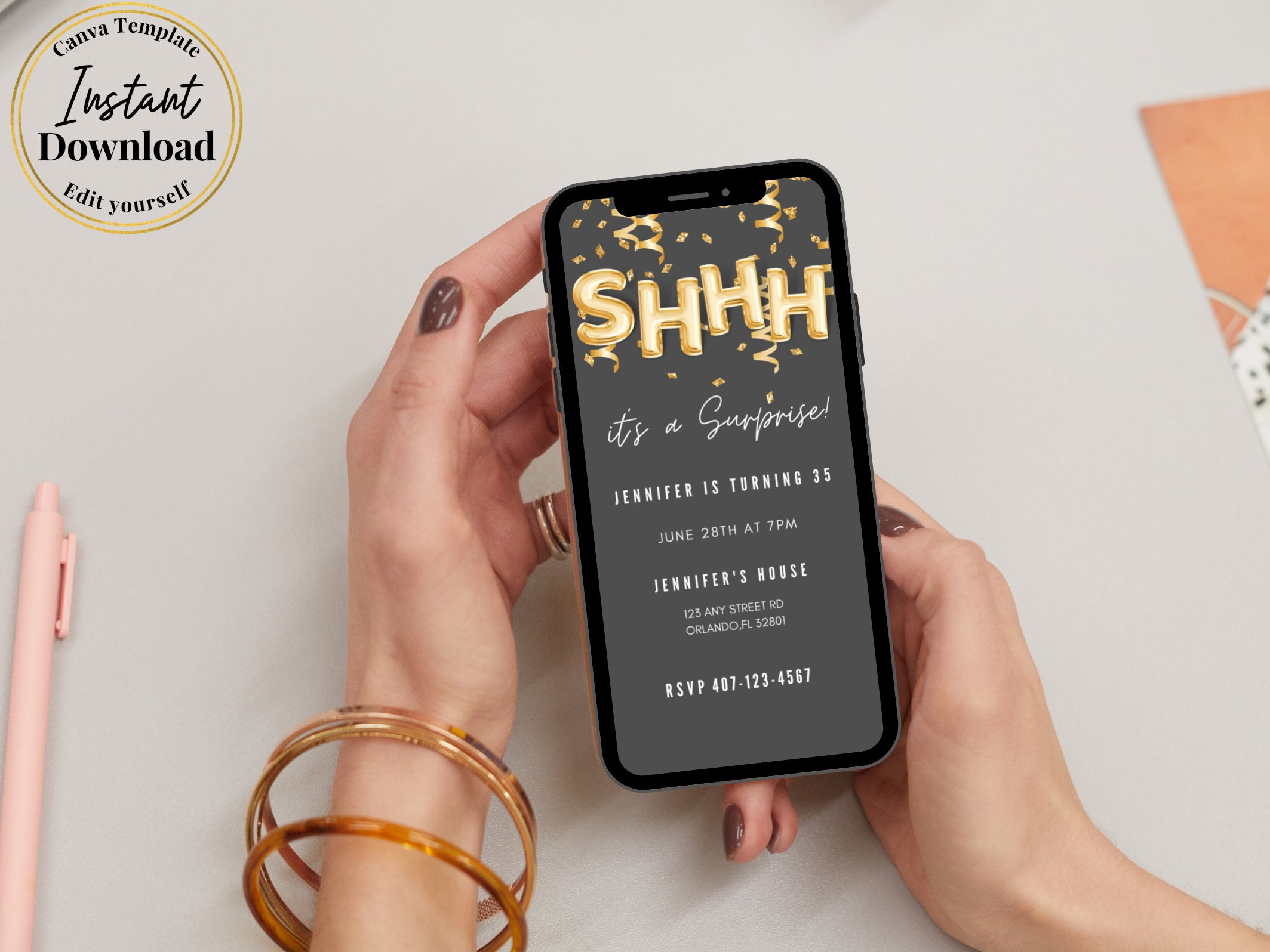 Mobile Surprise Birthday Invitation Surprise Birthday Invite - Etsy