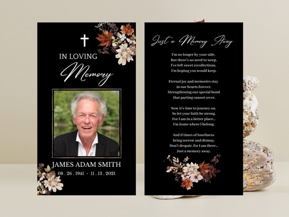 Editable Funeral Prayer Card Template Printable Memorial - Etsy