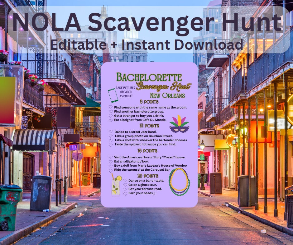 Bachelorette Party Scavenger Hunt Game for New Orleans Bach Party ...