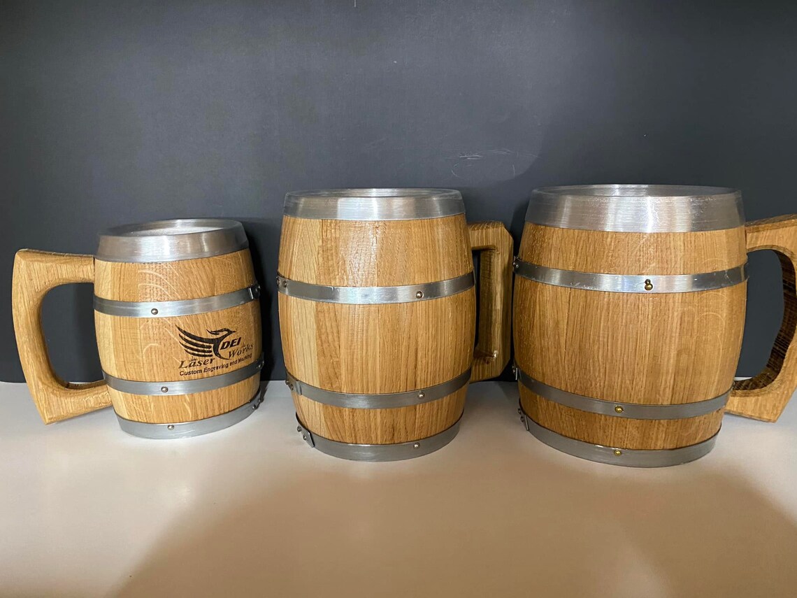 24oz Oak Barrel Mug Laser Engraved | Etsy