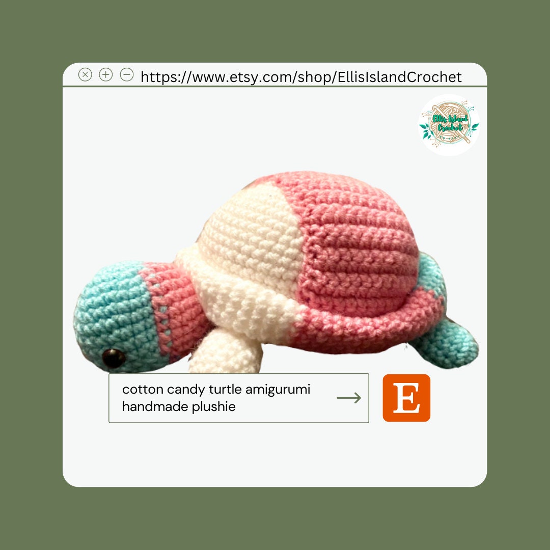 Cotton Candy Turtle Handmade Amigurumi Crochet Plushie - Etsy