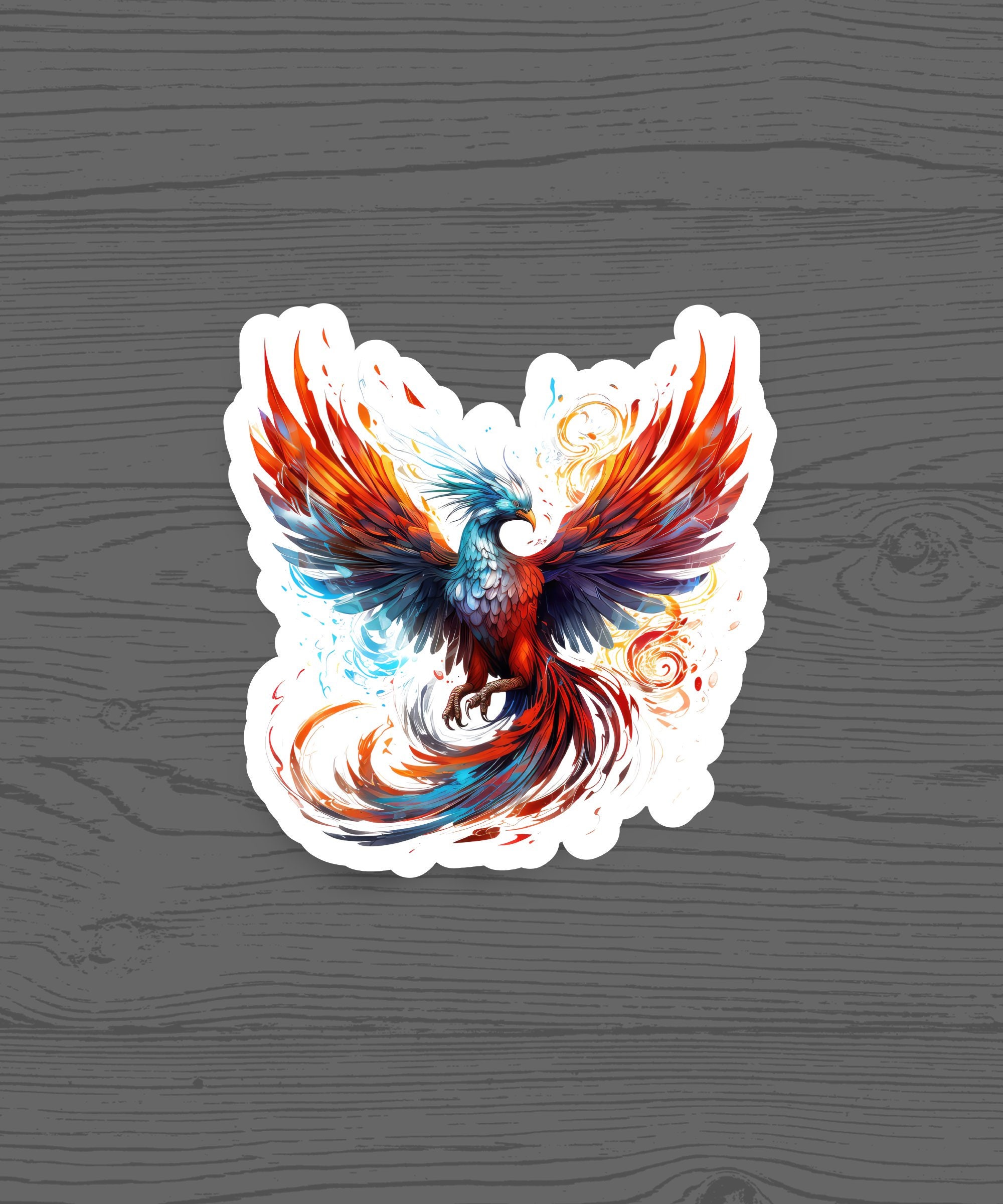 Colorful Phoenix Bird Sticker, Vibrant Fantasy Decal, Laptop and Water ...