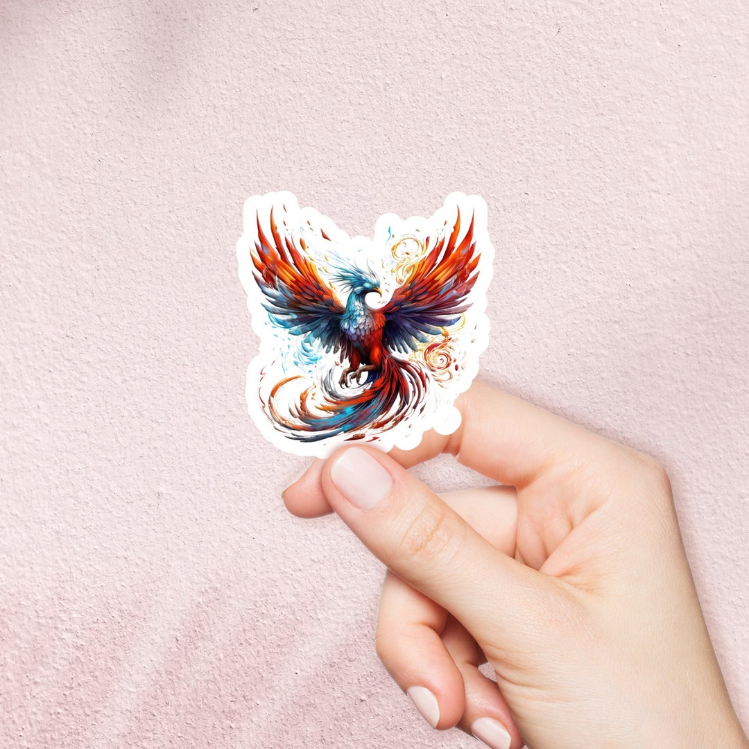 Colorful Phoenix Bird Sticker, Vibrant Fantasy Decal, Laptop and Water ...