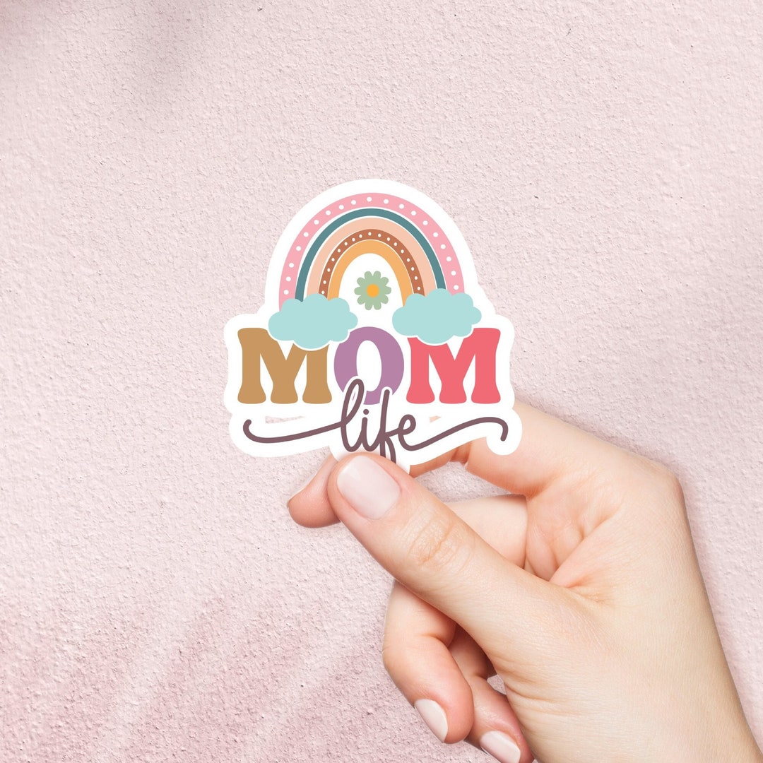 Mom Life Rainbow Sticker, Floral Cute Mommy Decal, Colorful Mother Gift ...