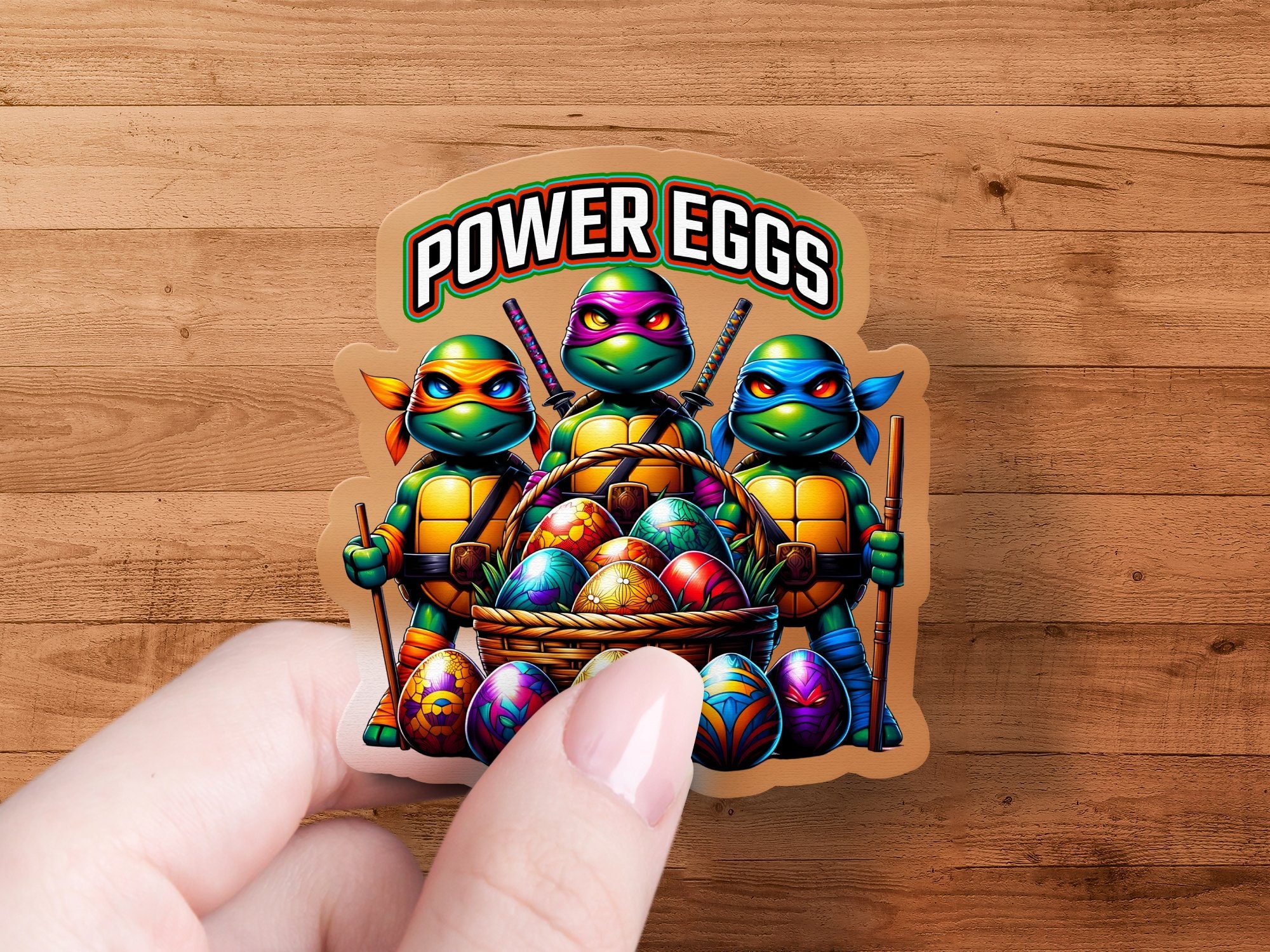 Teenage Mutant Ninja Turtles Easter Egg Basket Sticker, Colorful Egg ...