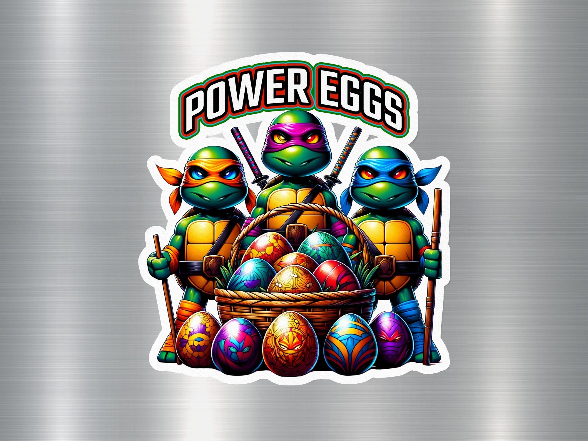 Teenage Mutant Ninja Turtles Easter Egg Basket Sticker, Colorful Egg ...