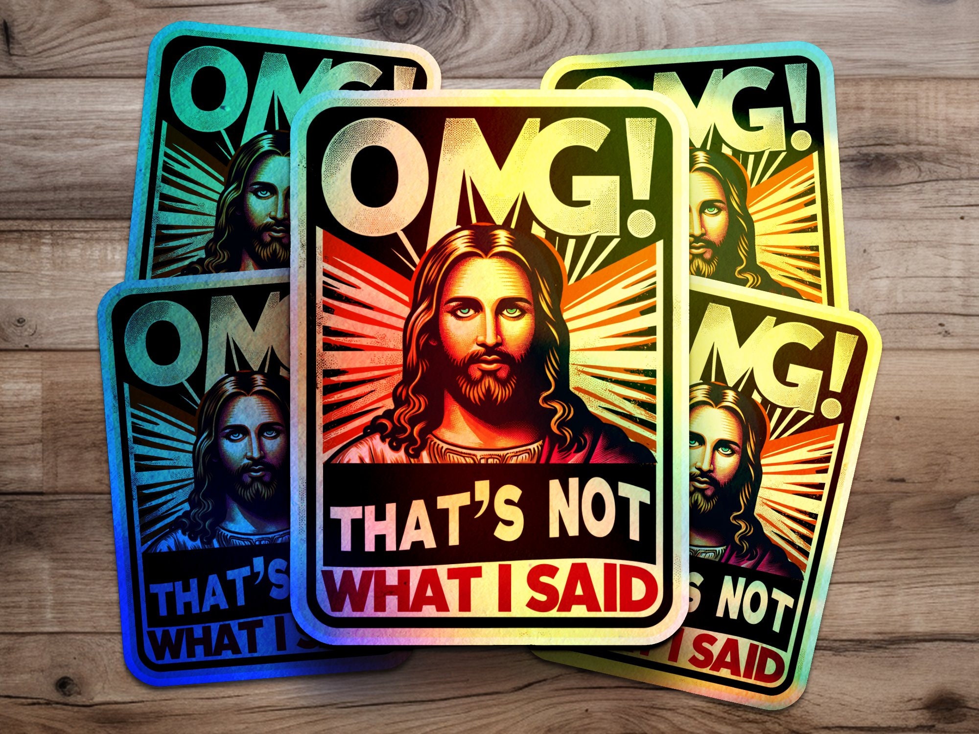 Vintage Style Jesus OMG That's Not What I Said Sticker, Religious Humor ...