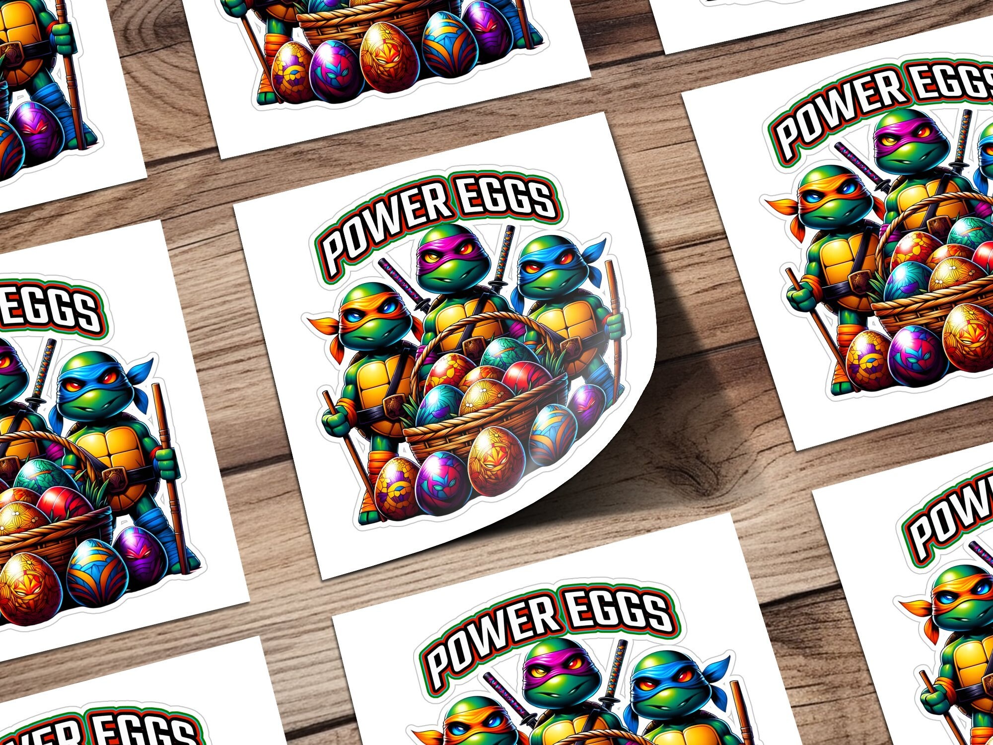 Teenage Mutant Ninja Turtles Easter Egg Basket Sticker, Colorful Egg ...