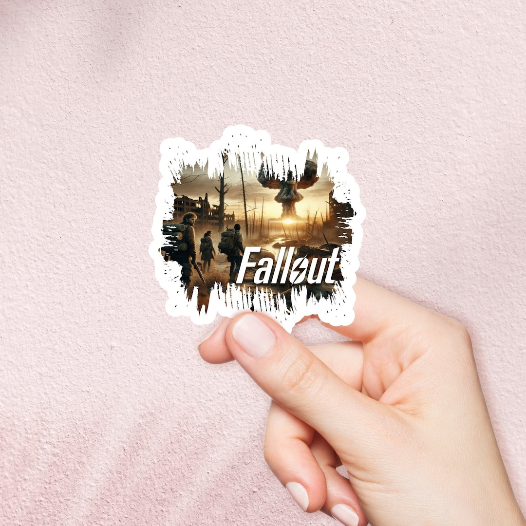 Fallout Video Game Art Sticker, Apocalyptic Scene With Characters ...