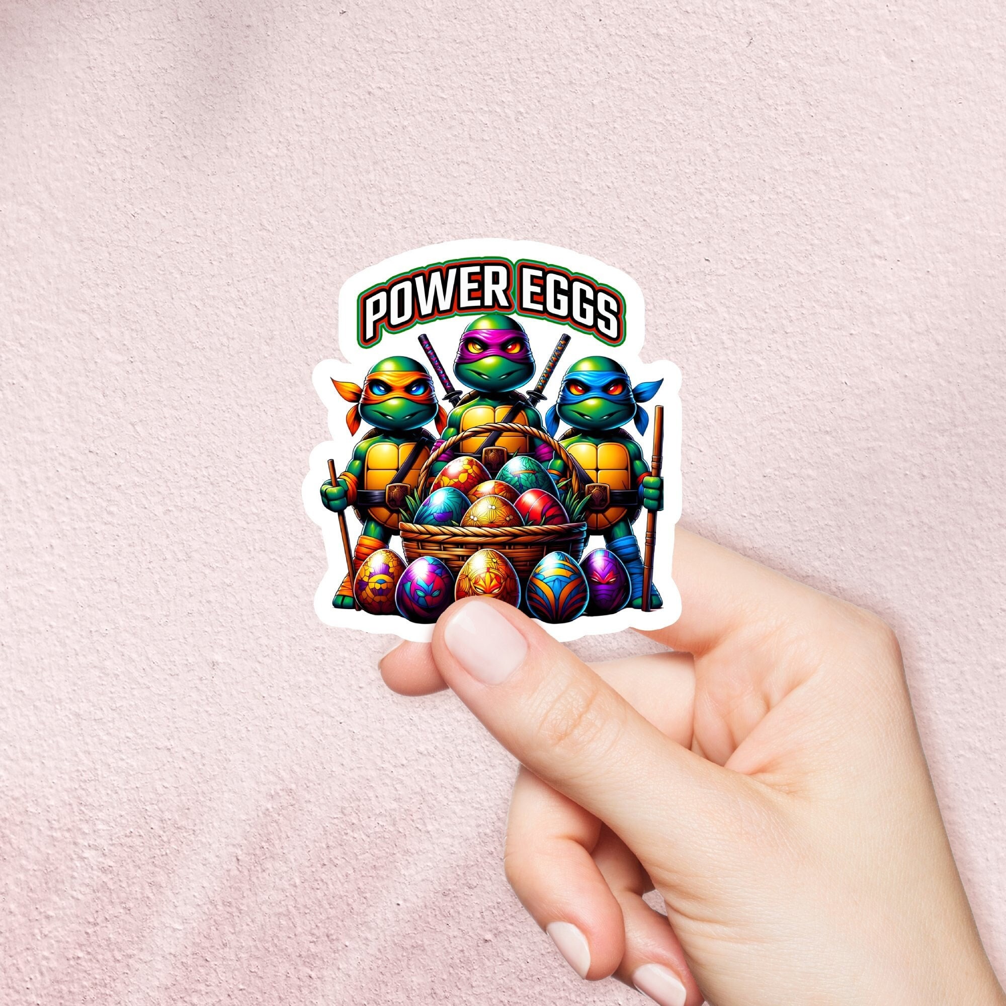Teenage Mutant Ninja Turtles Easter Egg Basket Sticker, Colorful Egg ...