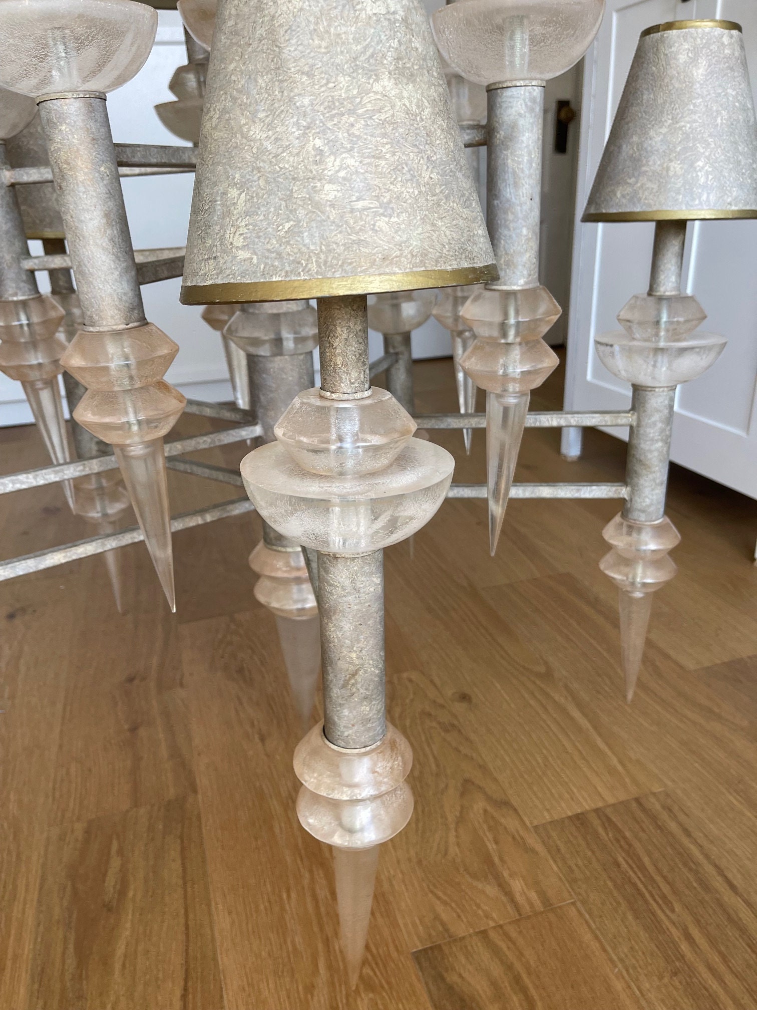 Vintage Hivo Van Teal 10 Arm Chandelier Champagne Lucite Patinated RARE ...