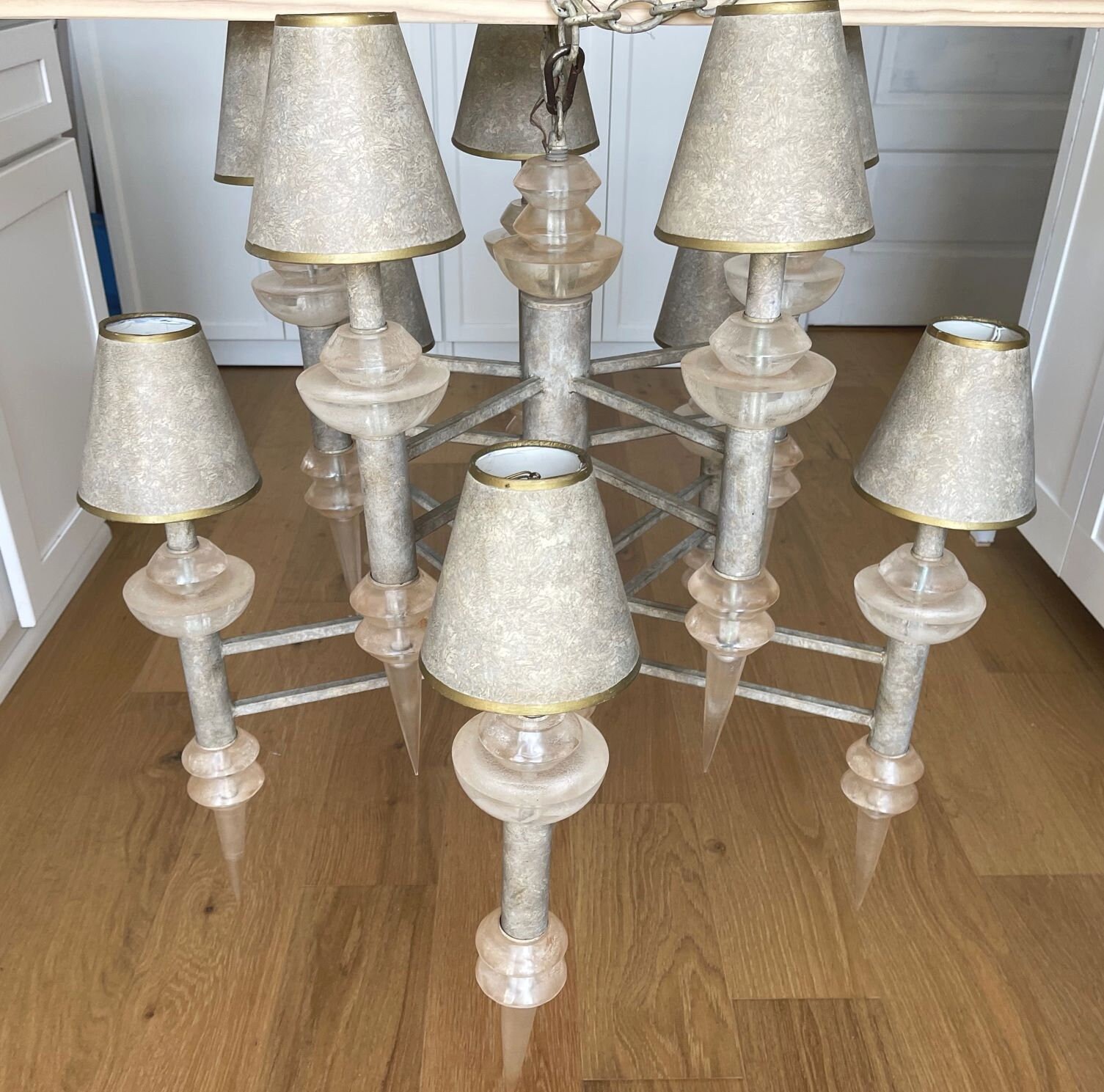 Vintage Hivo Van Teal 10 Arm Chandelier Champagne Lucite Patinated RARE ...