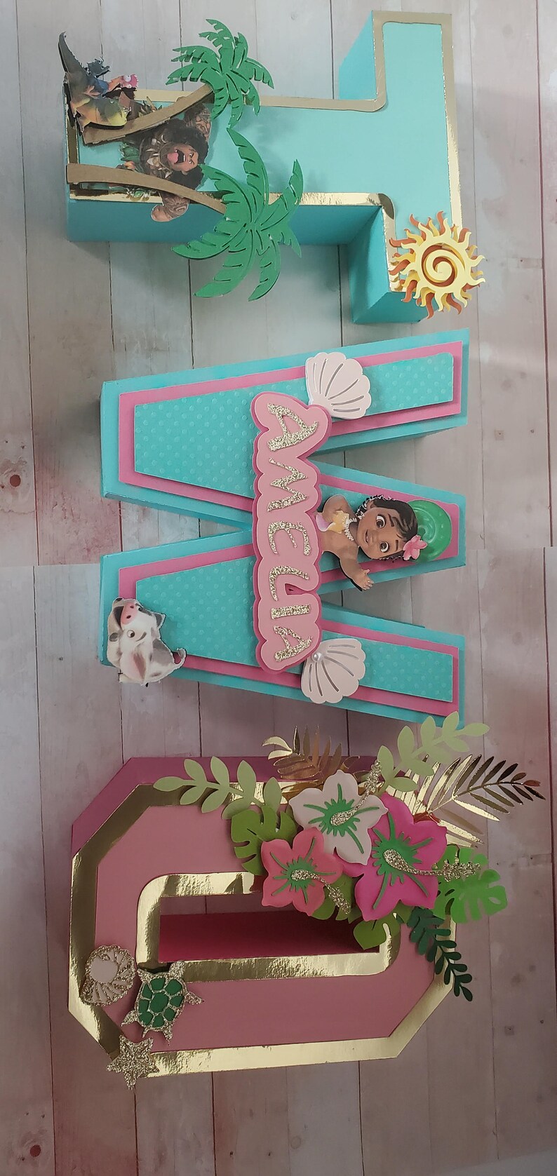 Moana Theme Cake Topper Moana 3D Letters Moana Favor Boxes Moana Theme ...