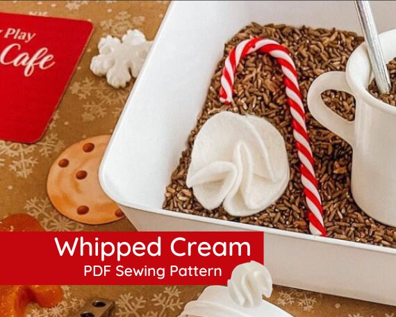 Felt Whipped Cream Sewing Pattern (3 Sizes) | Pretend Play Food (PDF ...