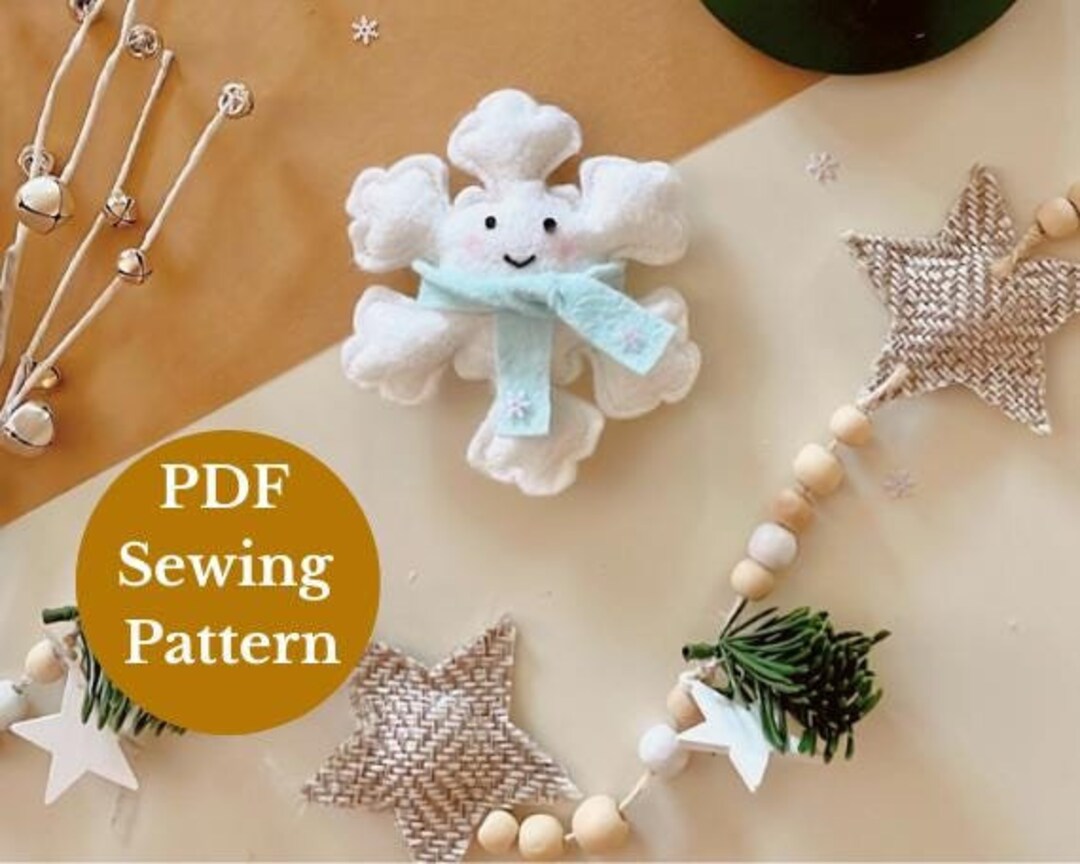 PDF Snowflake Pattern hand & Machine Sewing Felt Plushie, Stuffie ...
