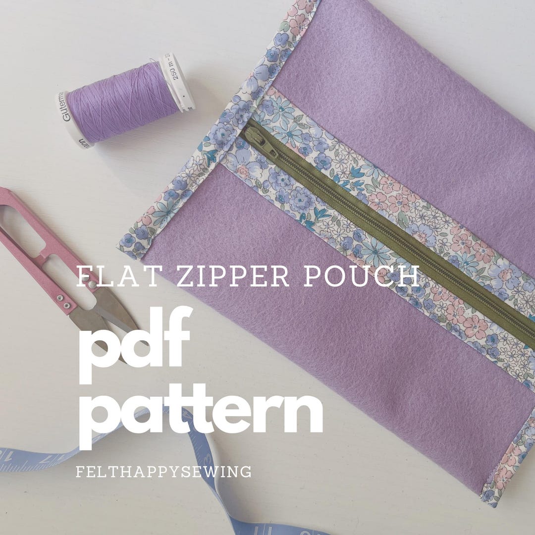 Flat Zipper Pouch Sewing Pattern | PDF Easy Unlined Zipper Bag | DIY ...