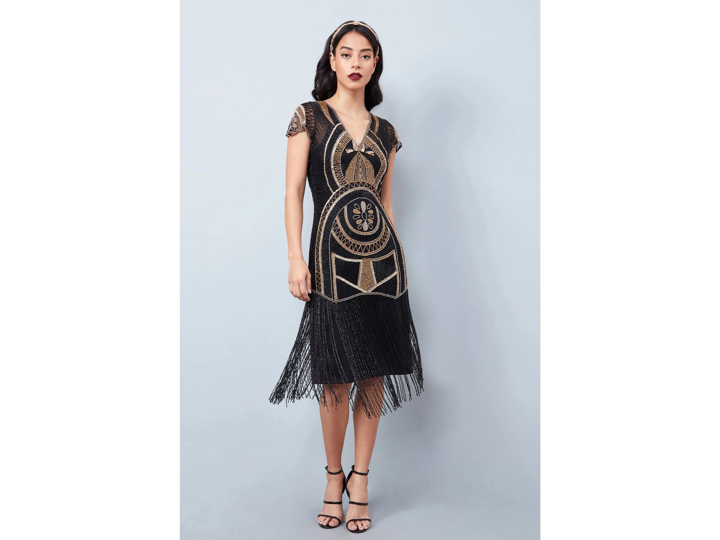 Gold Fringe Flapper Dress
