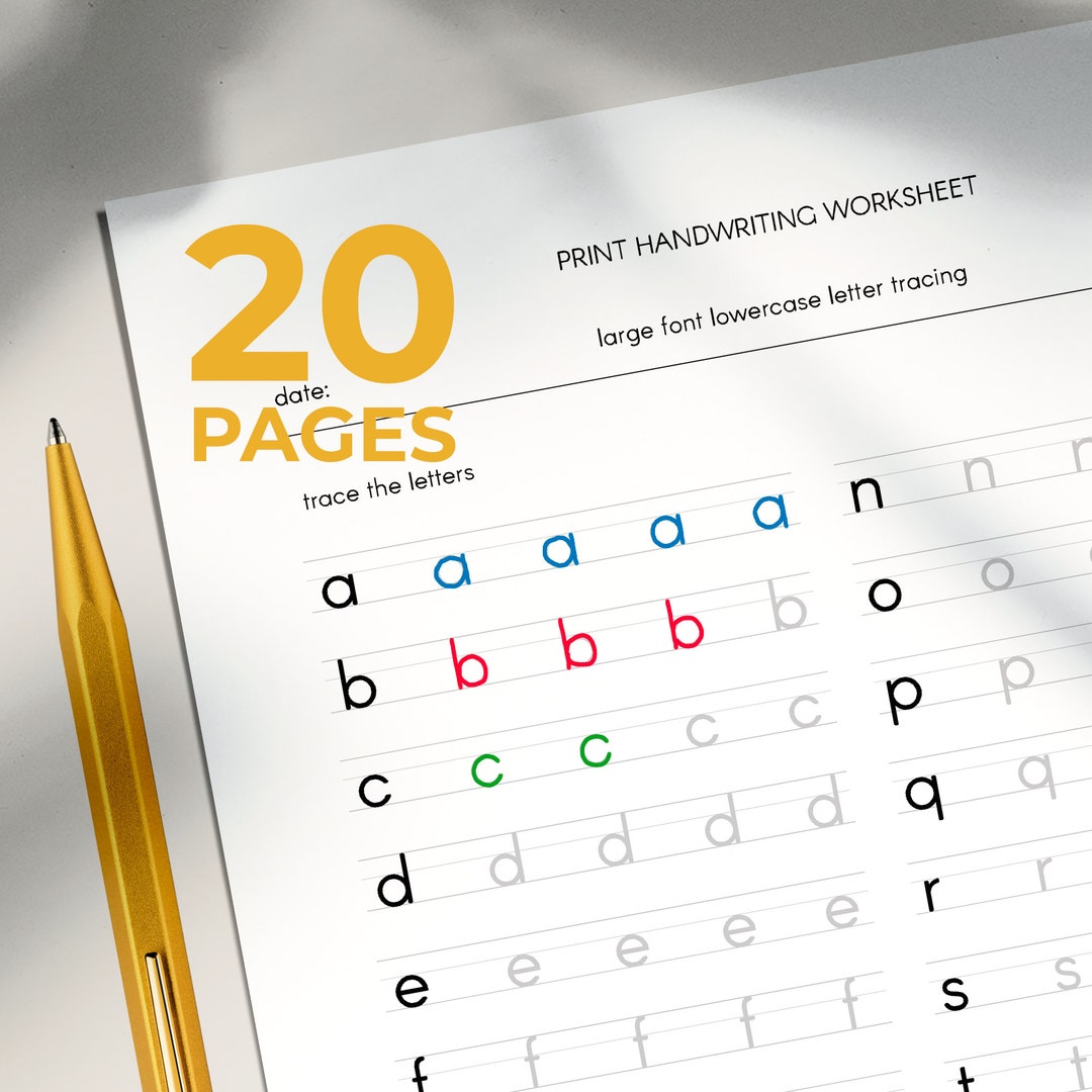 Print Handwriting Practice Sheets - 20 Page Neat Handwriting Guide ...