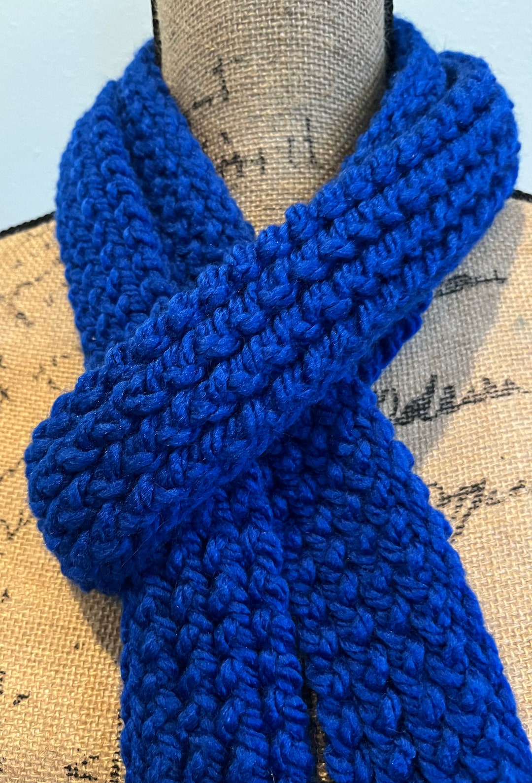 Soft Hand Knit Scarf in Beautiful Royal Blue - Etsy