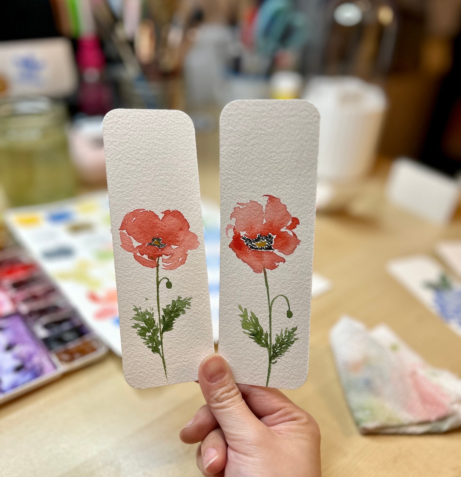 Hand Painted Red Poppy Watercolor Bookmark Set: Gift for Book Lovers - Etsy