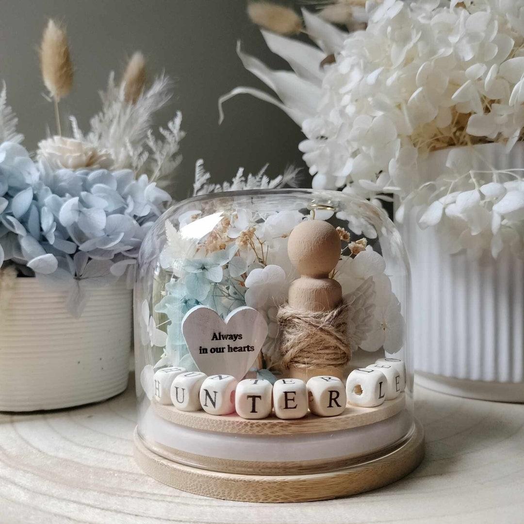 Floral Angel Globe Custom Wording and Date With a Heart or - Etsy