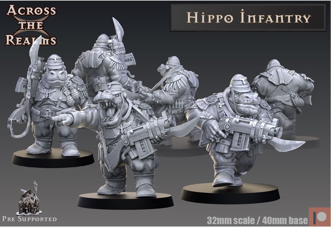 Hippo Infantry Tabletop Hippofolk Miniatur - Giff Miniature - Fantasy ...