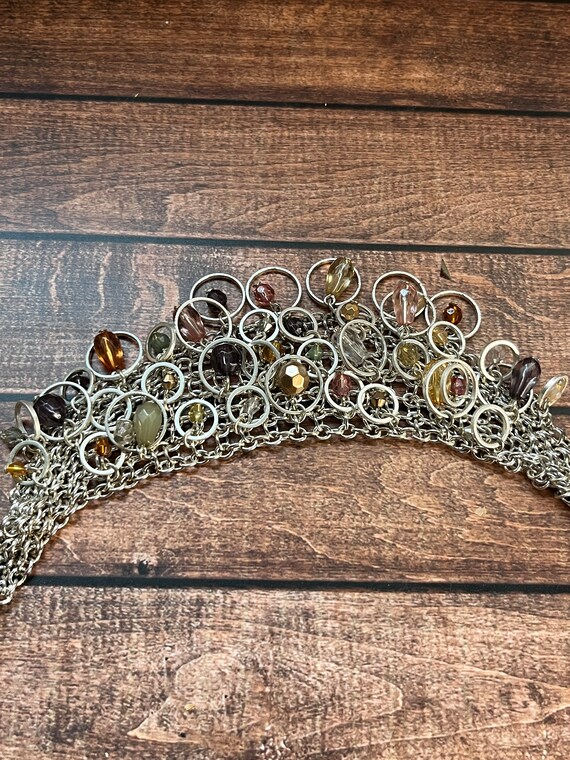 Vintage AJ Favre silver and gem necklace - statement … - Gem