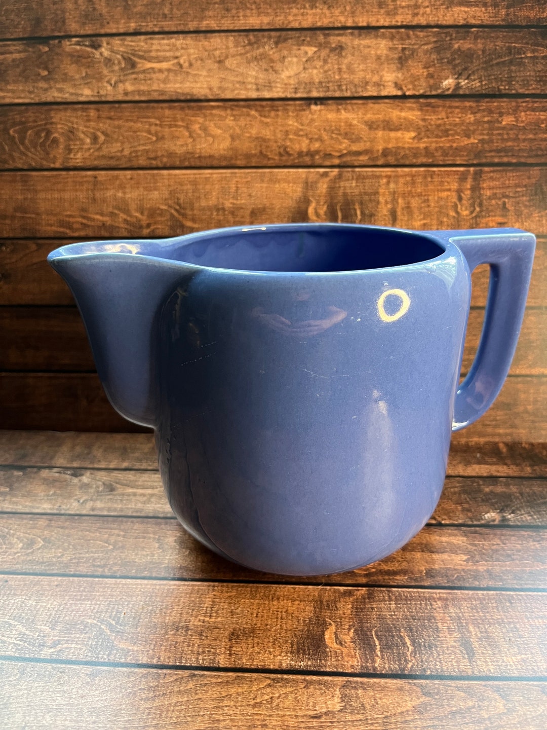 Vintage Blue Stangl Pitcher - Modern Lines - Mcm - Unusual Shape - Etsy