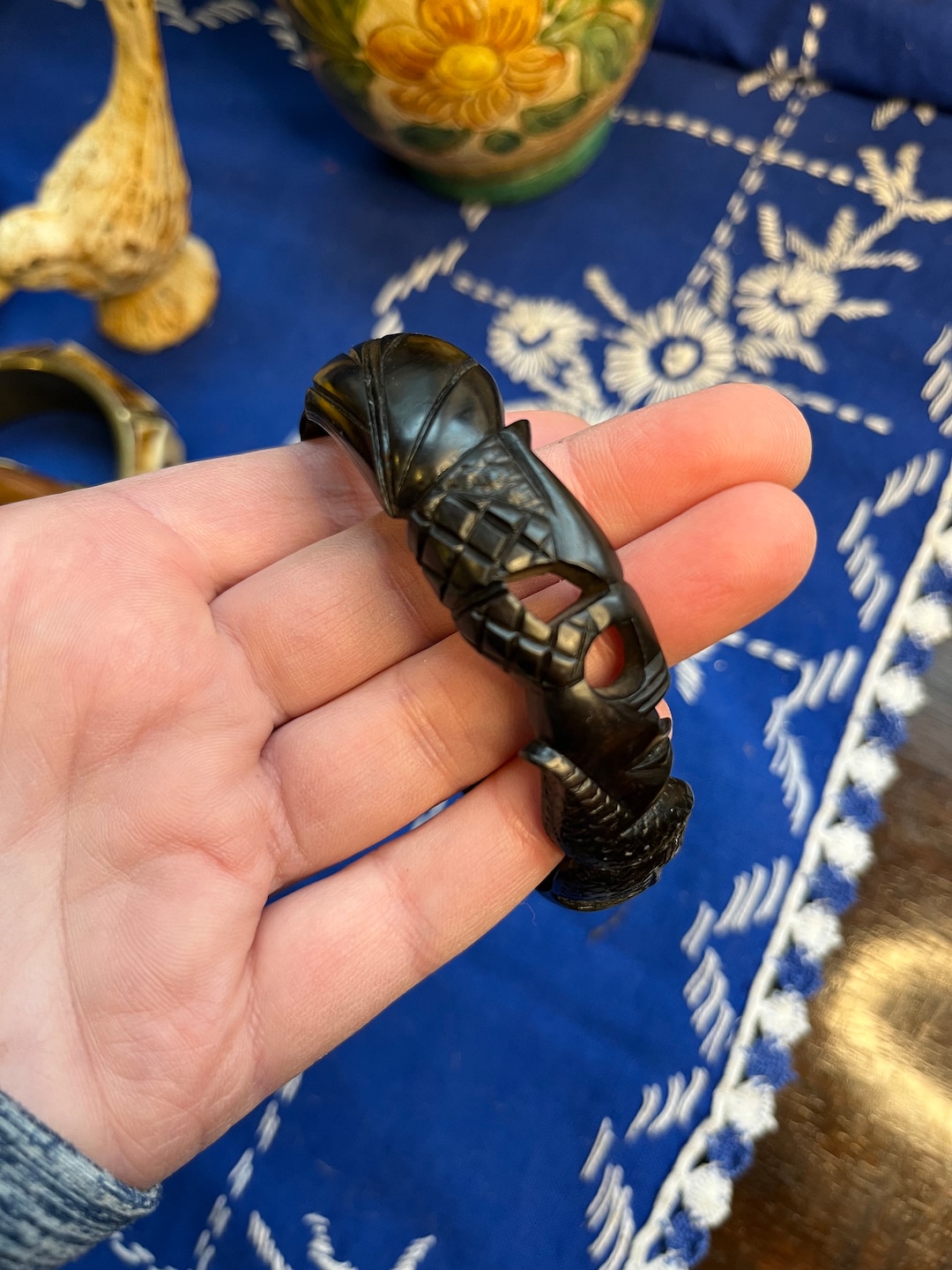 Vintage Natural Bracelets - Wood, Carved, Bone Bangles - Etsy
